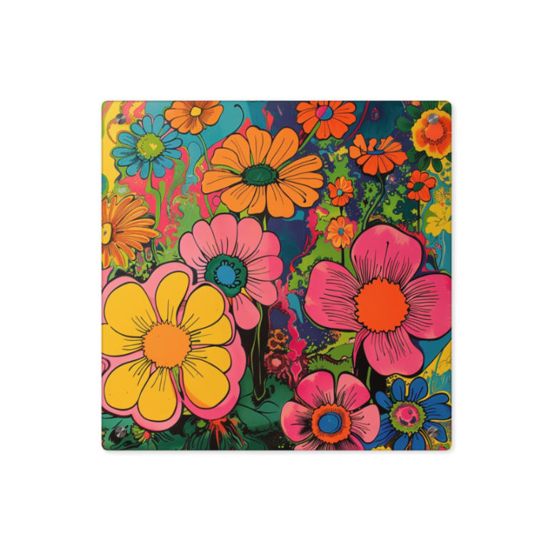 Retro 60s Flower Power Decor – Acrylic Art Panels 16″ x 16″ – Art3Prints